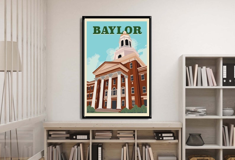 Baylor University Retro Wall Art, Pat Neff Hall Campus, Baylor Bears ...