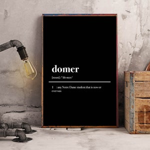 University of Notre Dame, "domer" Instant Download, Black and White ...