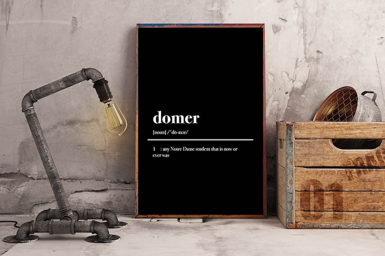 University of Notre Dame, "domer" Instant Download, Black and White ...