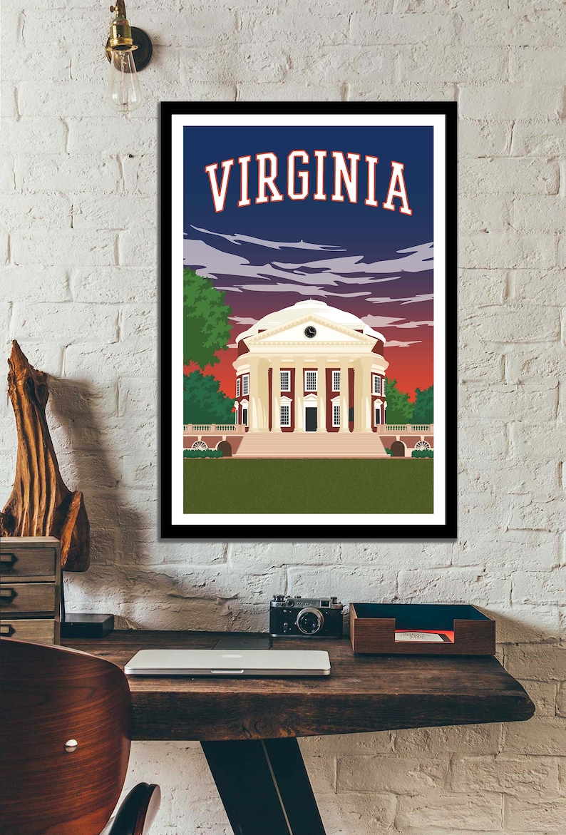 University of Virginia Cavaliers, UVA Rotunda Retro Vintage Poster ...