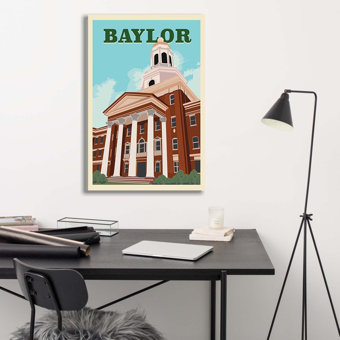 Baylor University Retro Wall Art Pat Neff Hall Campus Baylor - Etsy