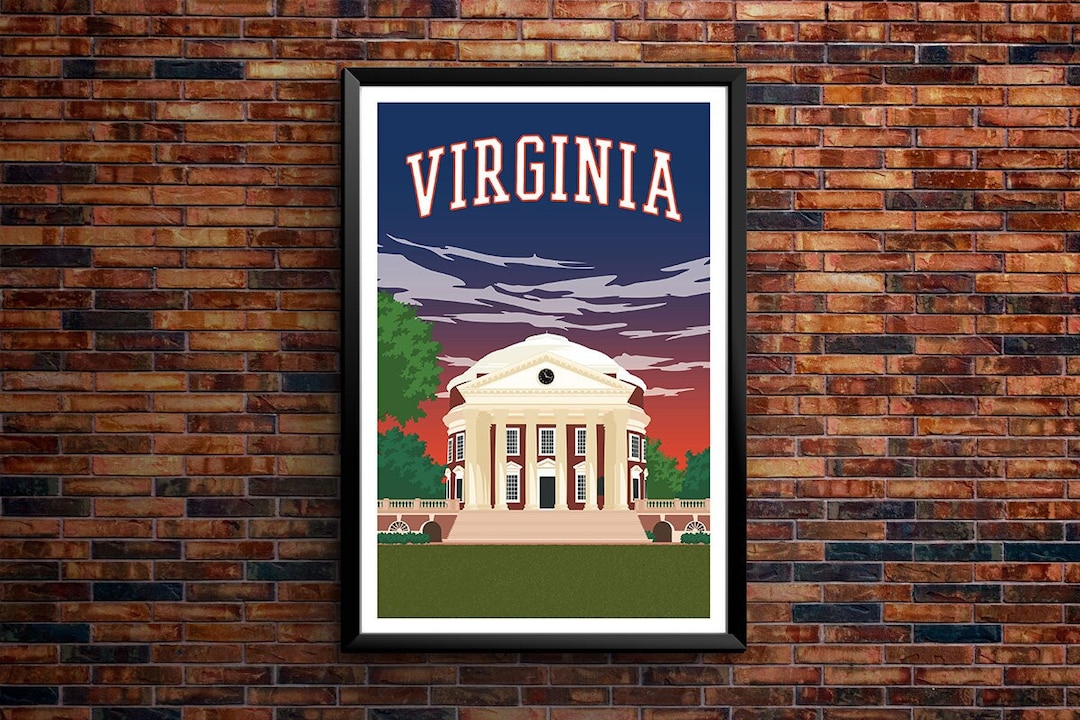 University of Virginia Cavaliers, UVA Rotunda Retro Vintage Poster ...