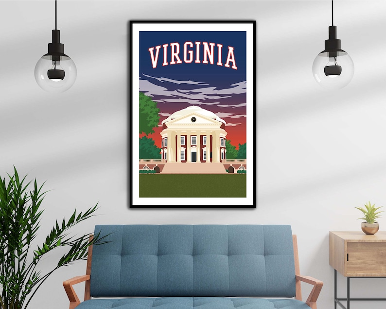 University of Virginia Cavaliers, UVA Rotunda Retro Vintage Poster ...