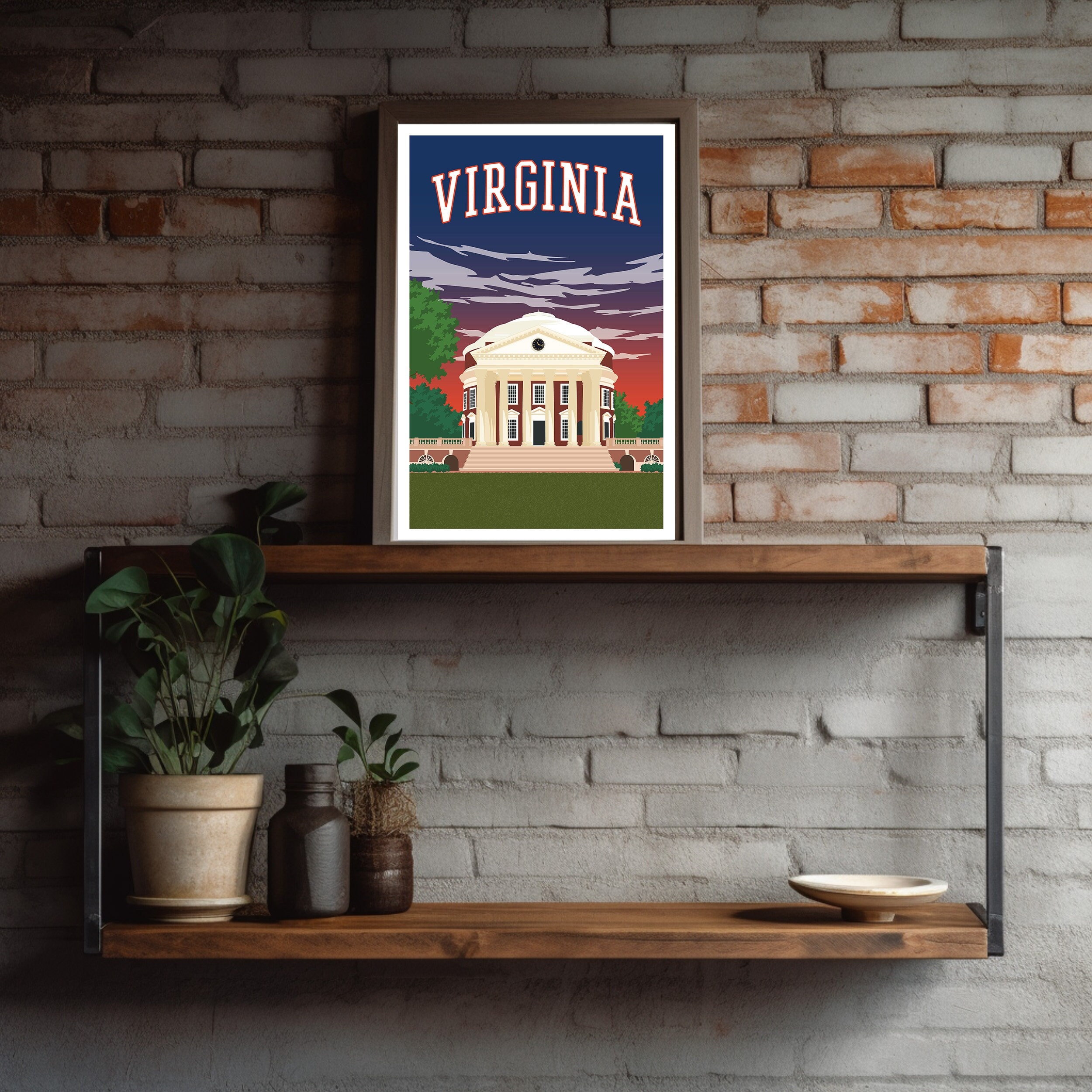 University of Virginia Cavaliers, UVA Rotunda Retro Vintage Poster ...