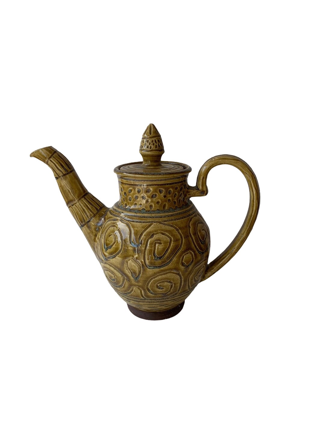 Studio Pottery Signed Pitcher, Teapot, Wine Pot Optic Art Brutalist ...