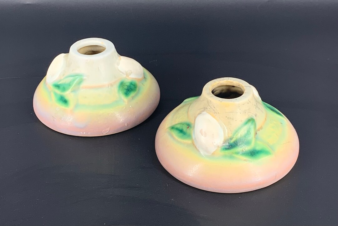 Roseville Candlestick Pair, Gardenia 1950 Mid Century Modern Art ...