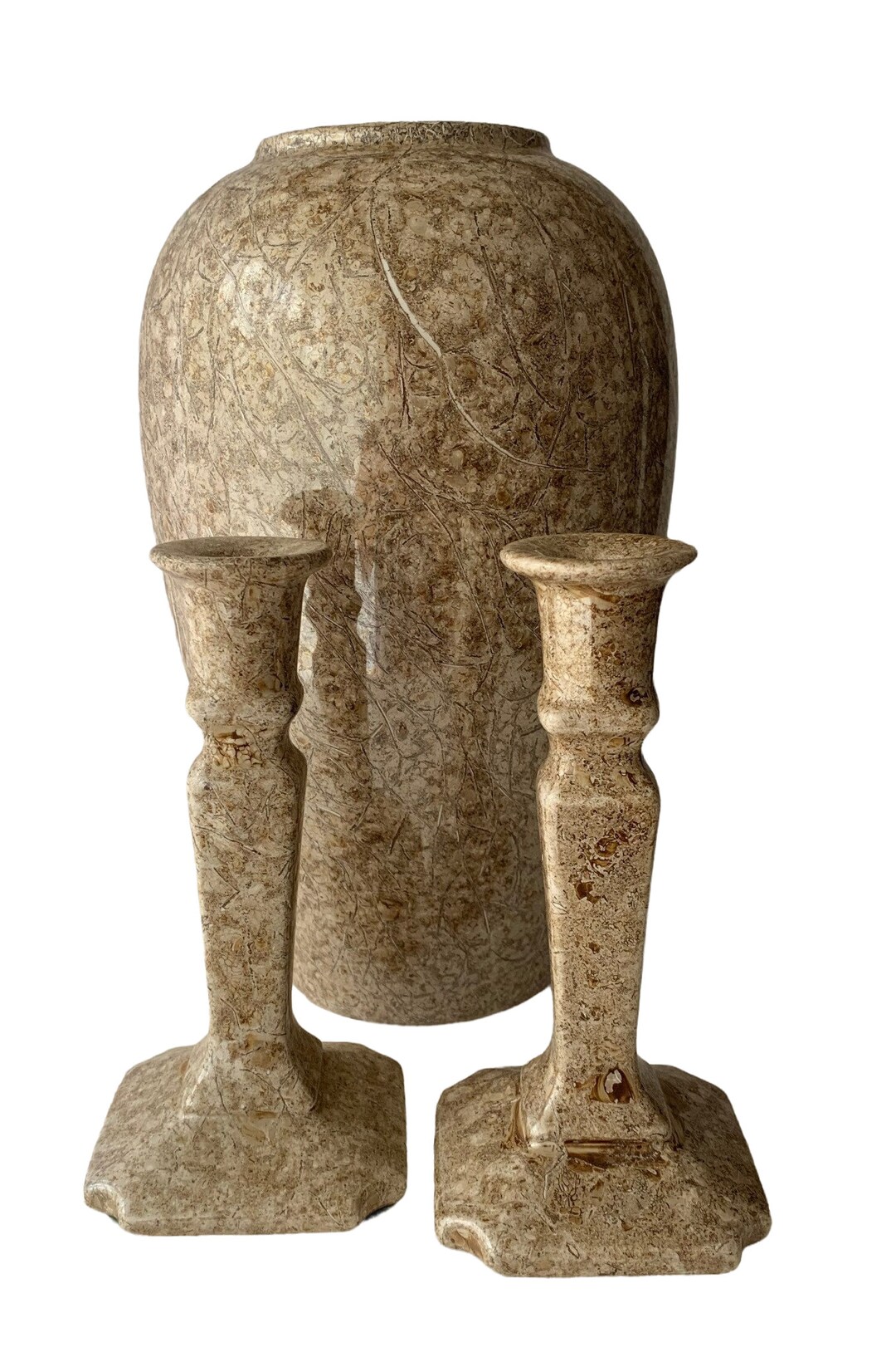 1990's Royal Haeger 13 Inch Ceramic Vase and Matching Candle Holders ...