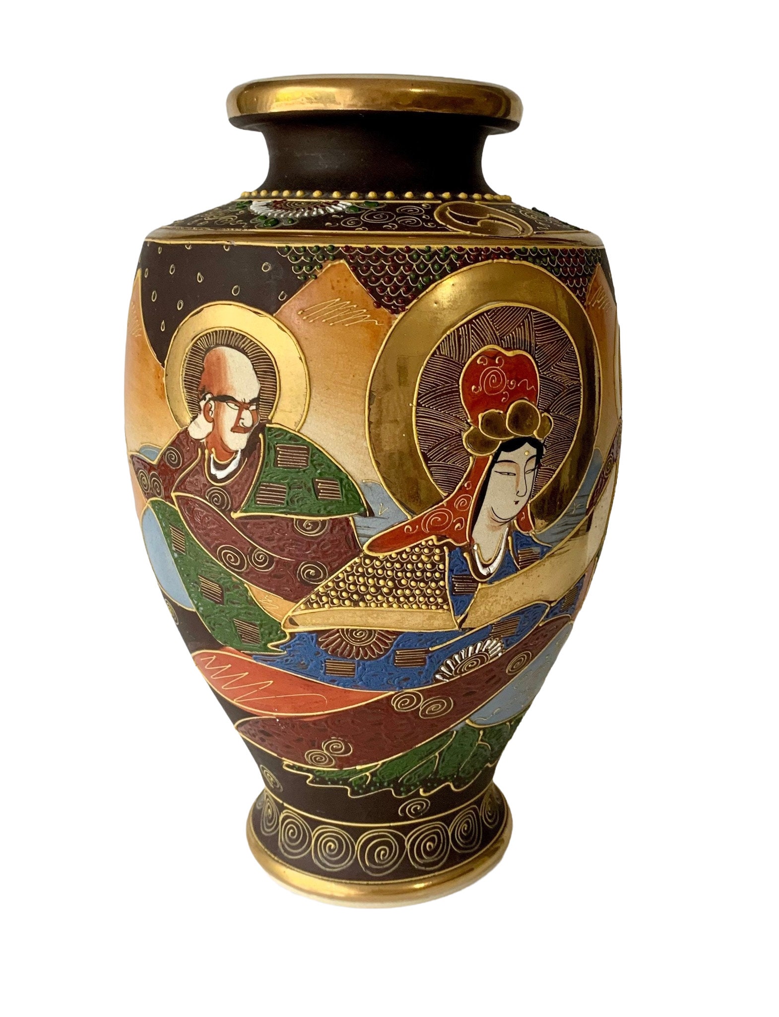 Satsuma Vase Japan Large Polychrome Decortive Ceramic Goddess - Etsy