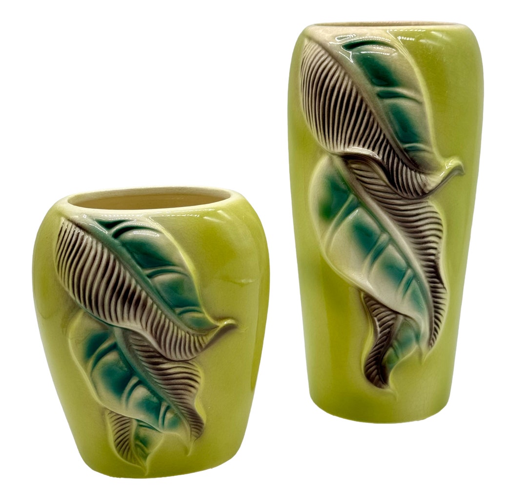 Vintage Royal Copley Anthurium Leaves Chartreuse Green, Vase and ...