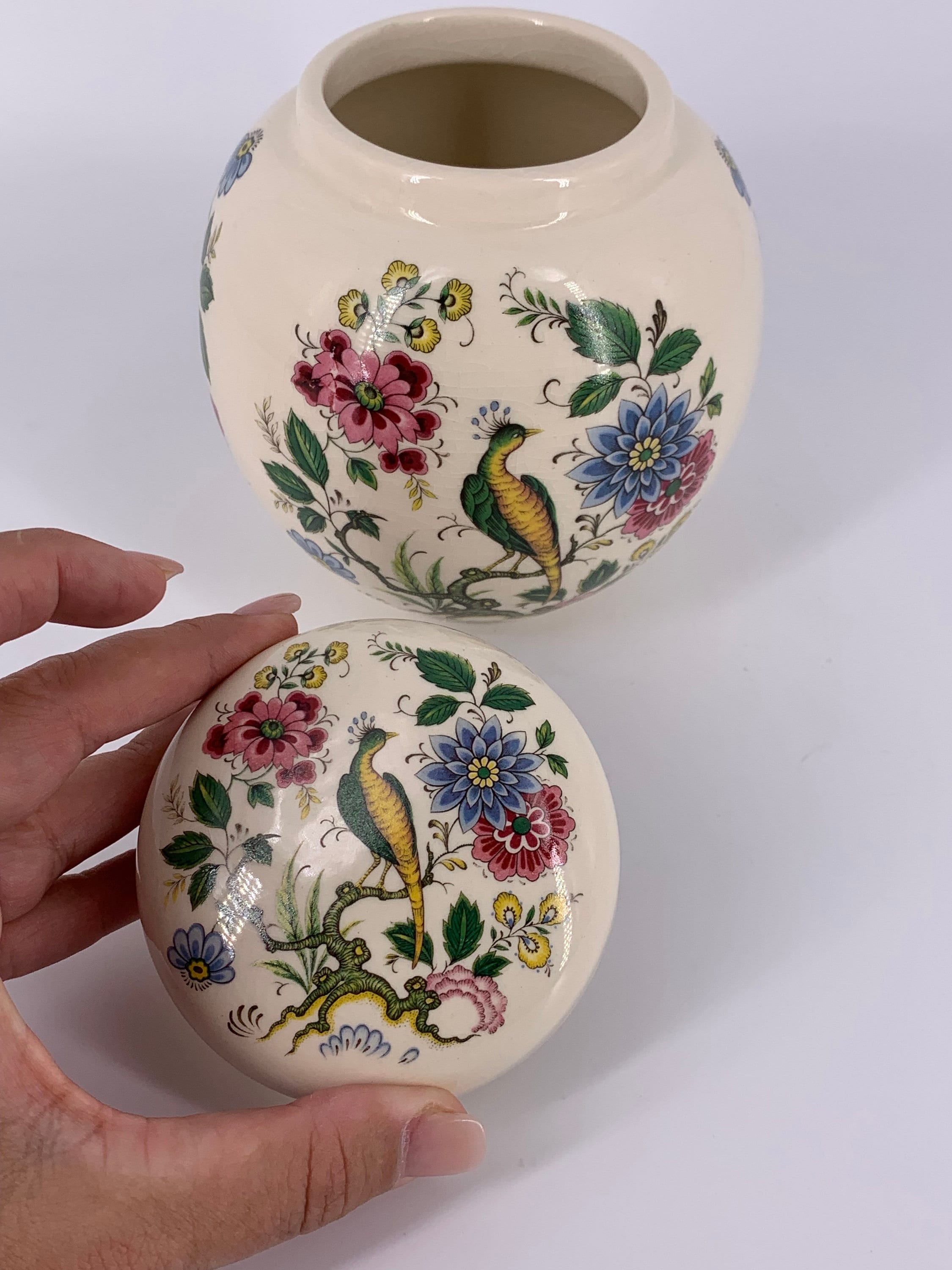 Sadler Lodded Ginger Jar With Lid Birds and Florals - Etsy