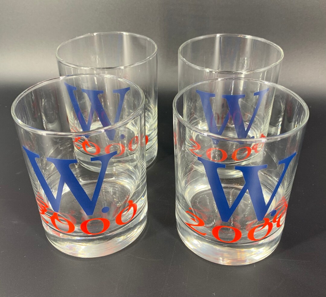 Vintage Barware SET of 4, George W. Bush Inauguration Double Whiskey ...