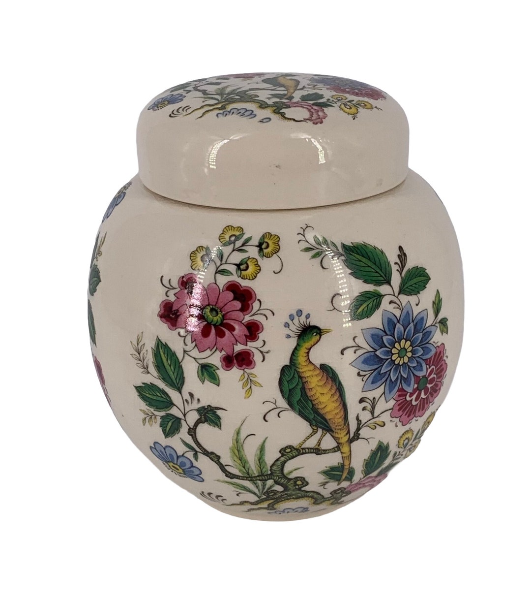 Sadler Lodded Ginger Jar With Lid, Birds and Florals Ironstone, England ...