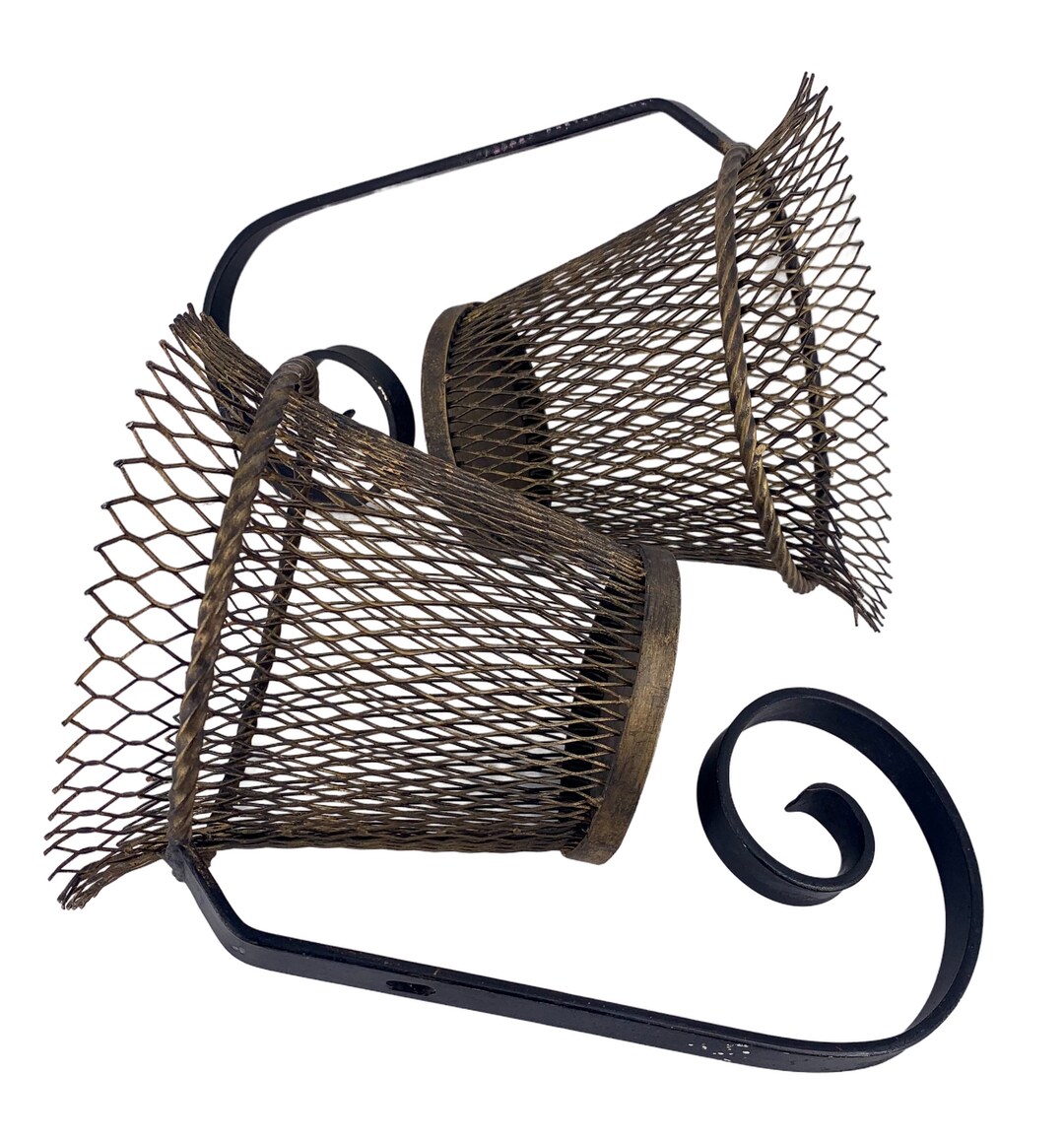 Two Vintage French Woven Wire Wall Mounted Planter Cachepot/ Trellis ...