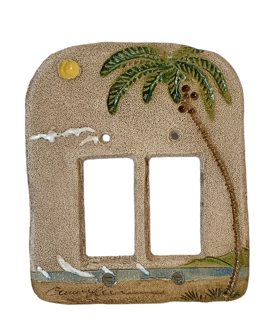 Set of Four Coastal Ceramic Light Switch Cover Plates Handmade Signed ...