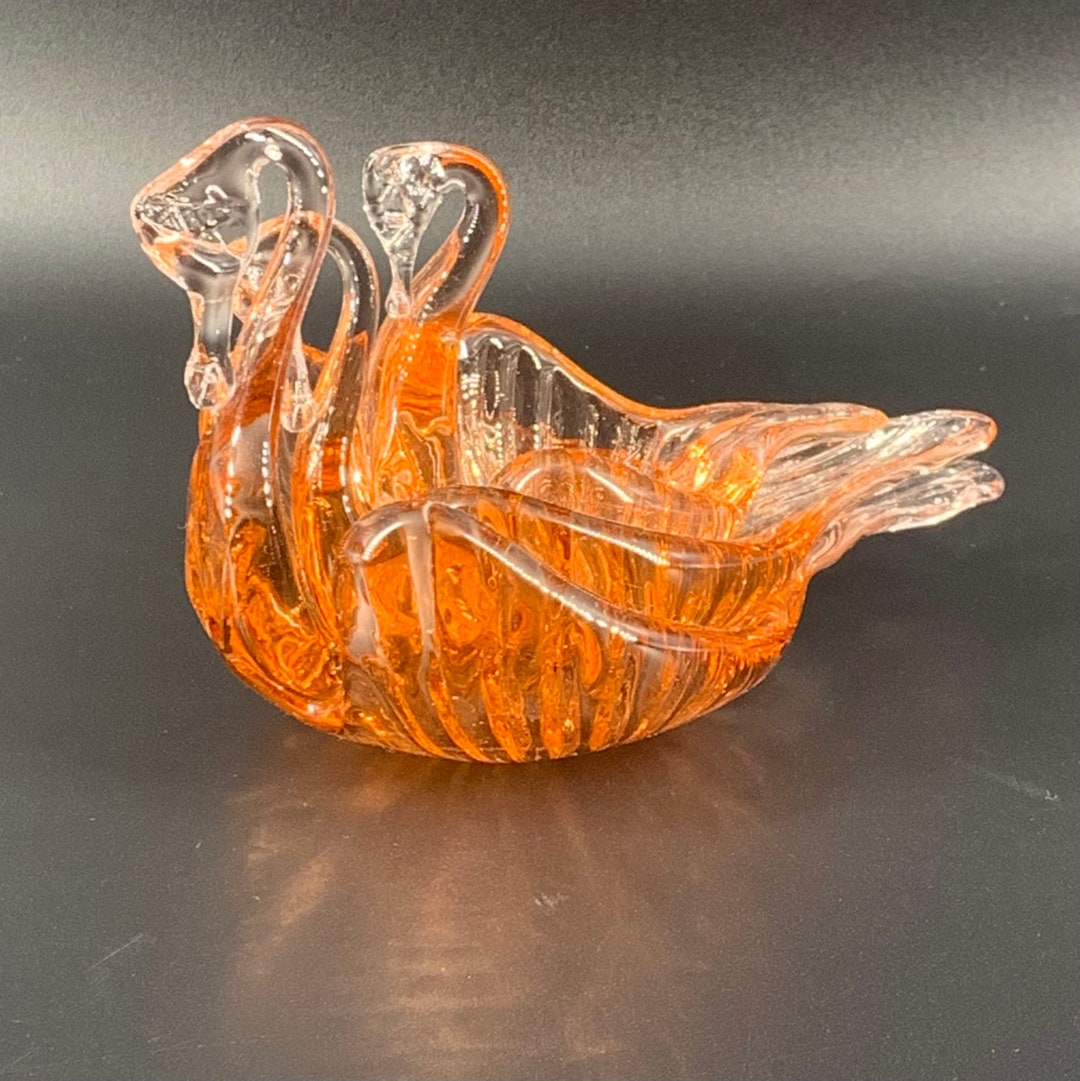 Pink Blown Glass Nesting Swans - Set of Three Swans Murano Style Art ...