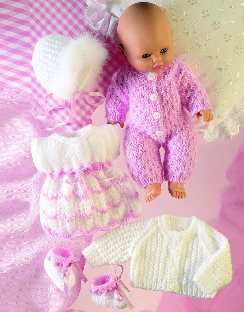 Vintage Knitting Pattern Dolls Clothes Outfits Baby Reborn Dolls (20 ...