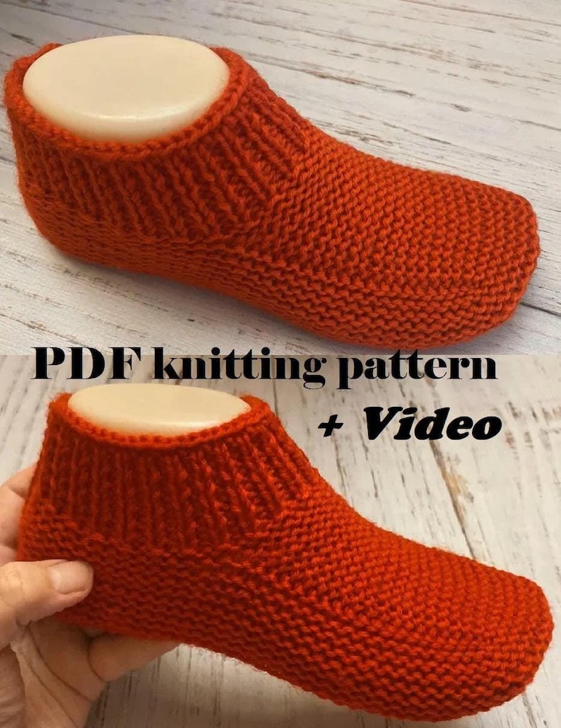 Knitted Slippers on Two Knitting Needles // Instructions for Knitting ...