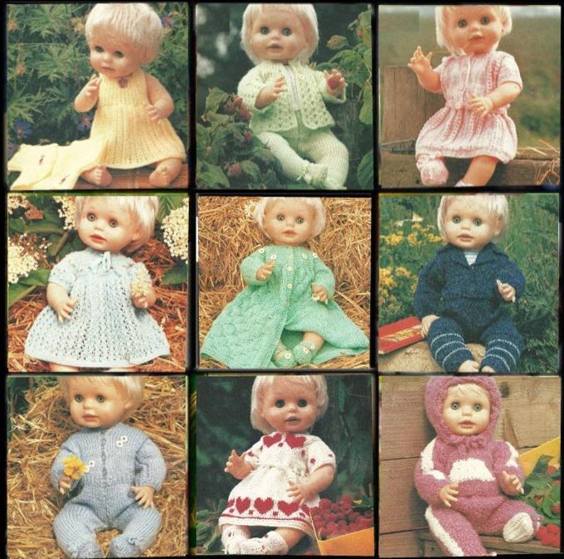 Vintage Knitting Pattern Dolls Clothes Outfits Baby Reborn Dolls (12 ...