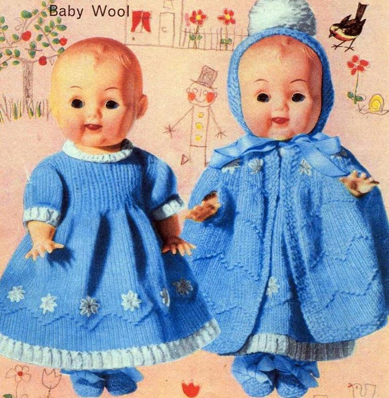Vintage Knitting Pattern Dolls Clothes Outfits Baby Reborn Dolls (20 ...