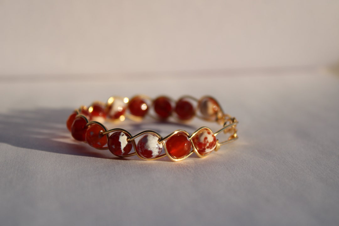 Fire Agate Bracelet, Fidget Bracelet, Bead Bracelet, Beaded Bracelet ...