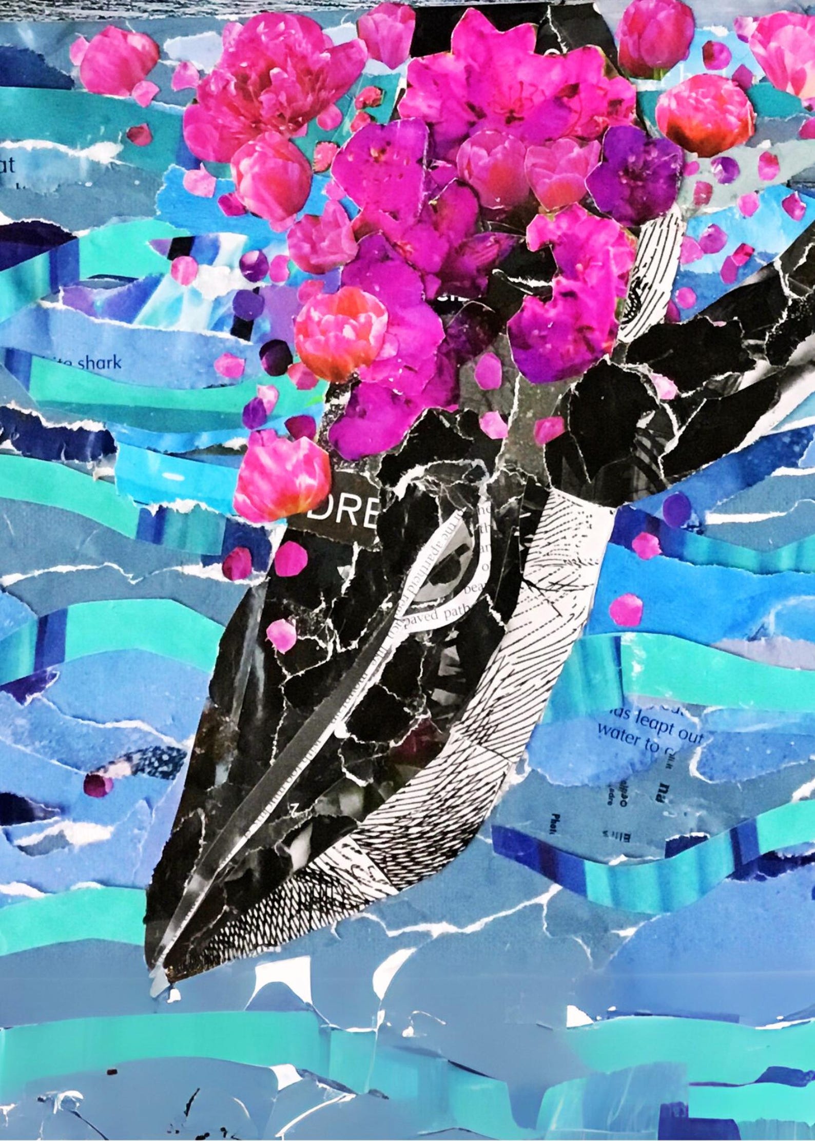Whimsical Whale Collage, Ocean Lover Gift, Sea Life Collage, Ocean ...