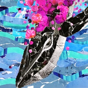 Whimsical Whale Collage, Ocean Lover Gift, Sea Life Collage, Ocean ...