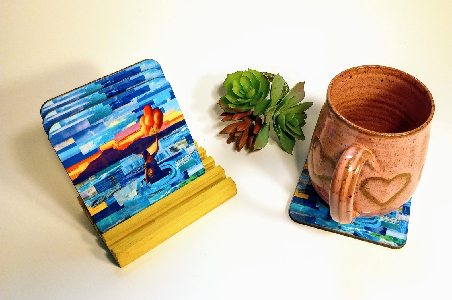 Mermaid Collage Coasters, Original Art Coasters, Fanciful Coasters ...