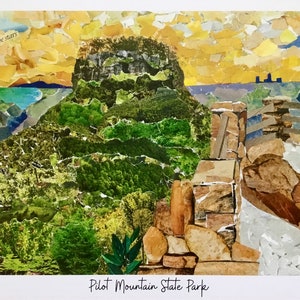 Pilot Mountain Collage Print, Pilot Mountain Souvenir, NC Mountains ...