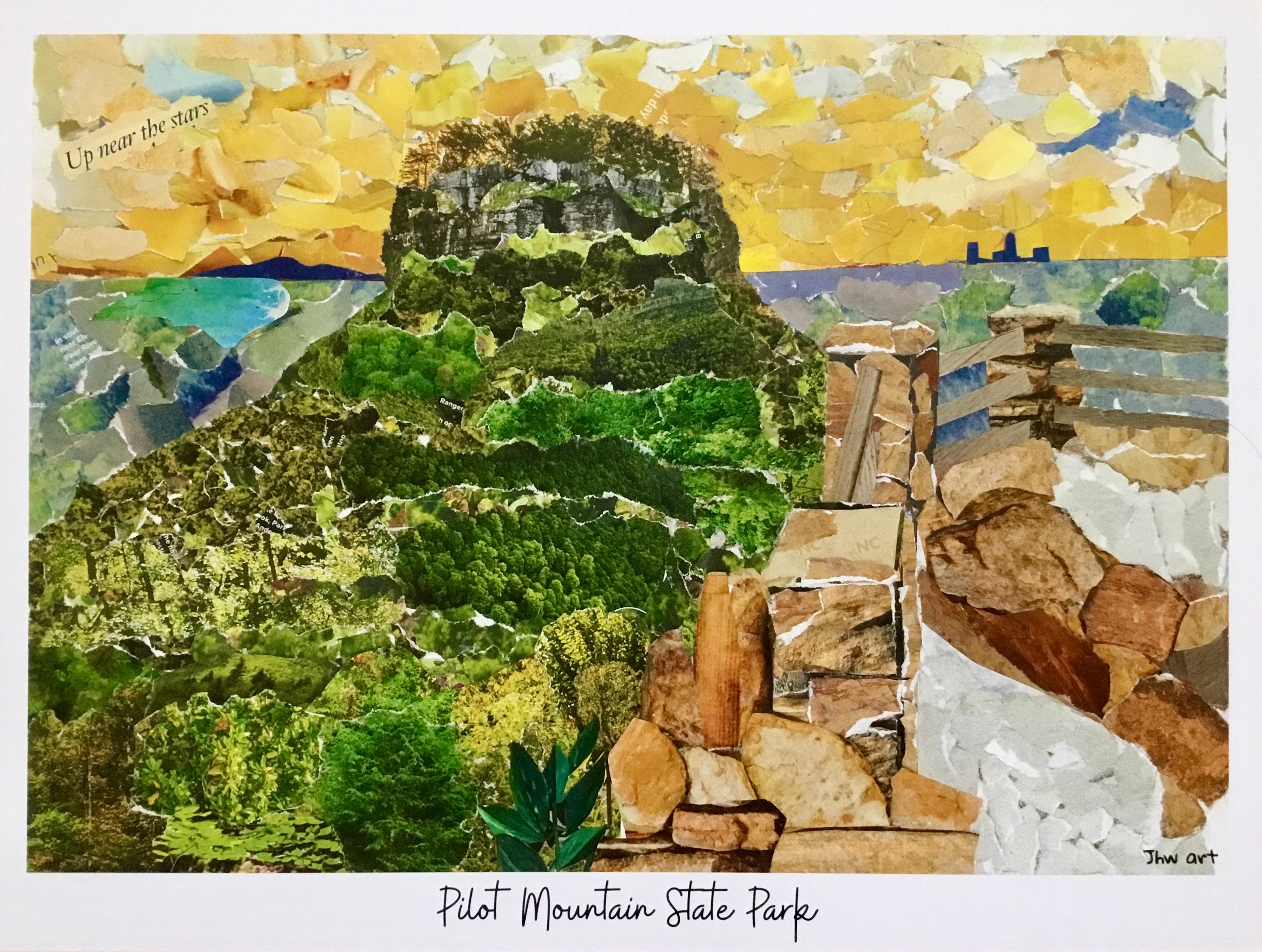 Pilot Mountain Collage Print, Pilot Mountain Souvenir, NC Mountains ...