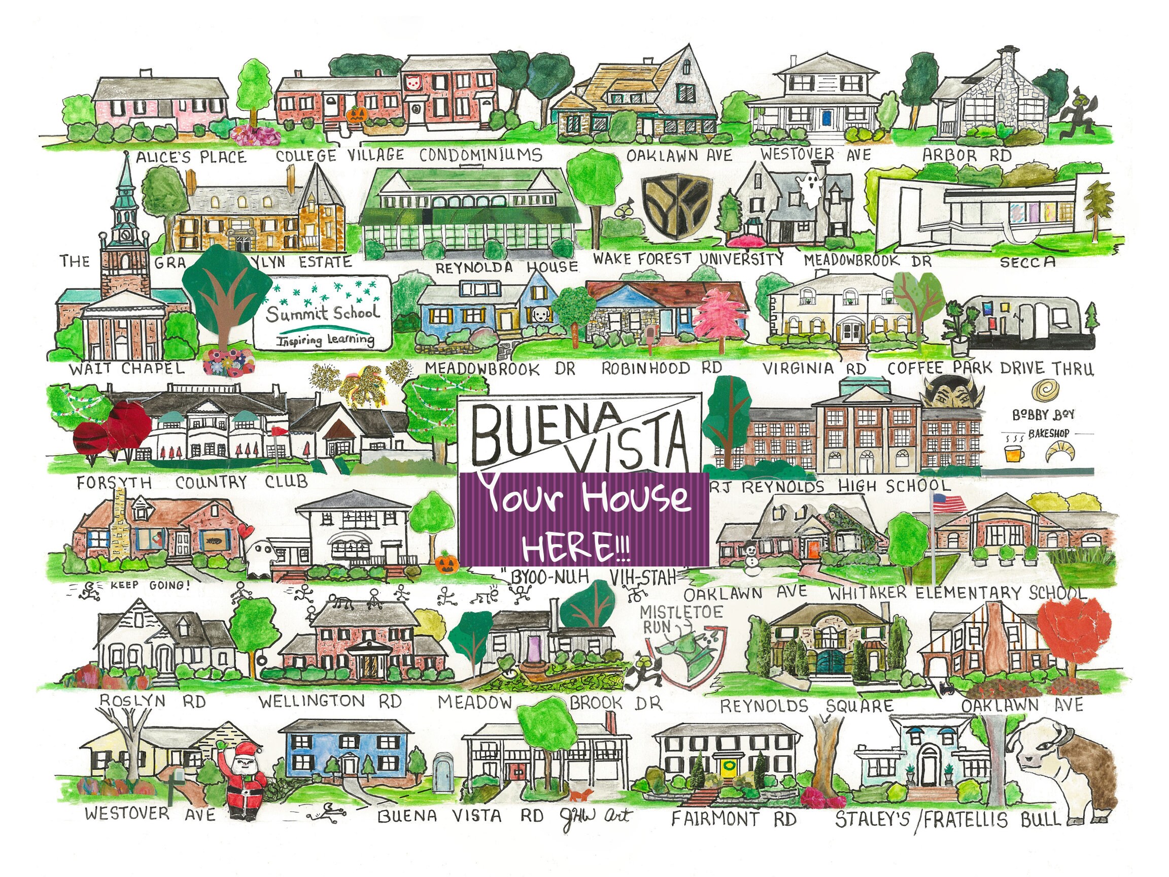 Personalized Neighborhood Map, See Your House in the Center of Your ...