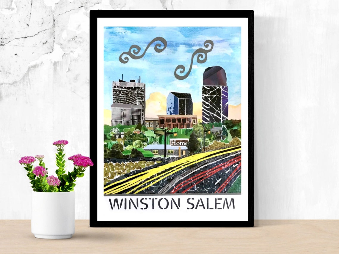 Winston Salem Art, Winston Salem Poster, Winston Salem Skyline, WS ...