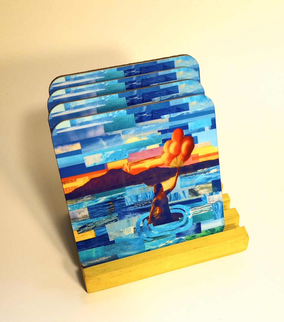 Mermaid Collage Coasters, Original Art Coasters, Fanciful Coasters ...