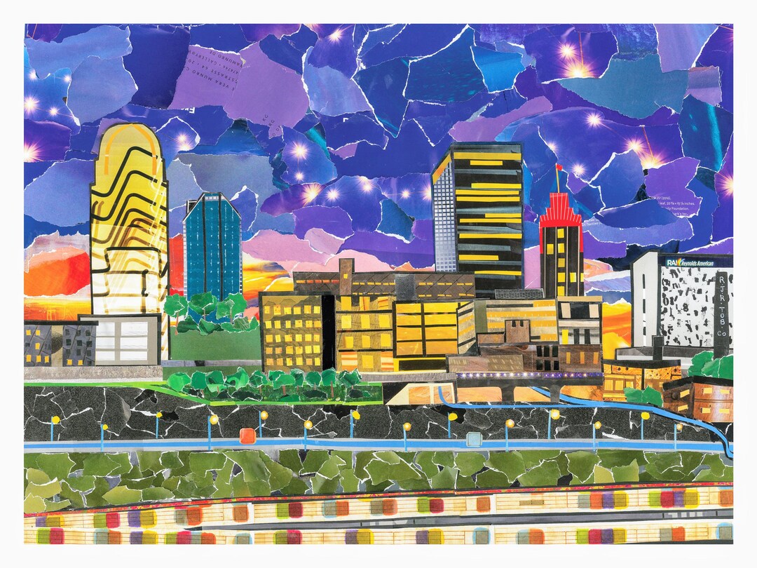 Skyscape of Winston Salem, Downtown Winston Salem, Bailey Park, Collage ...