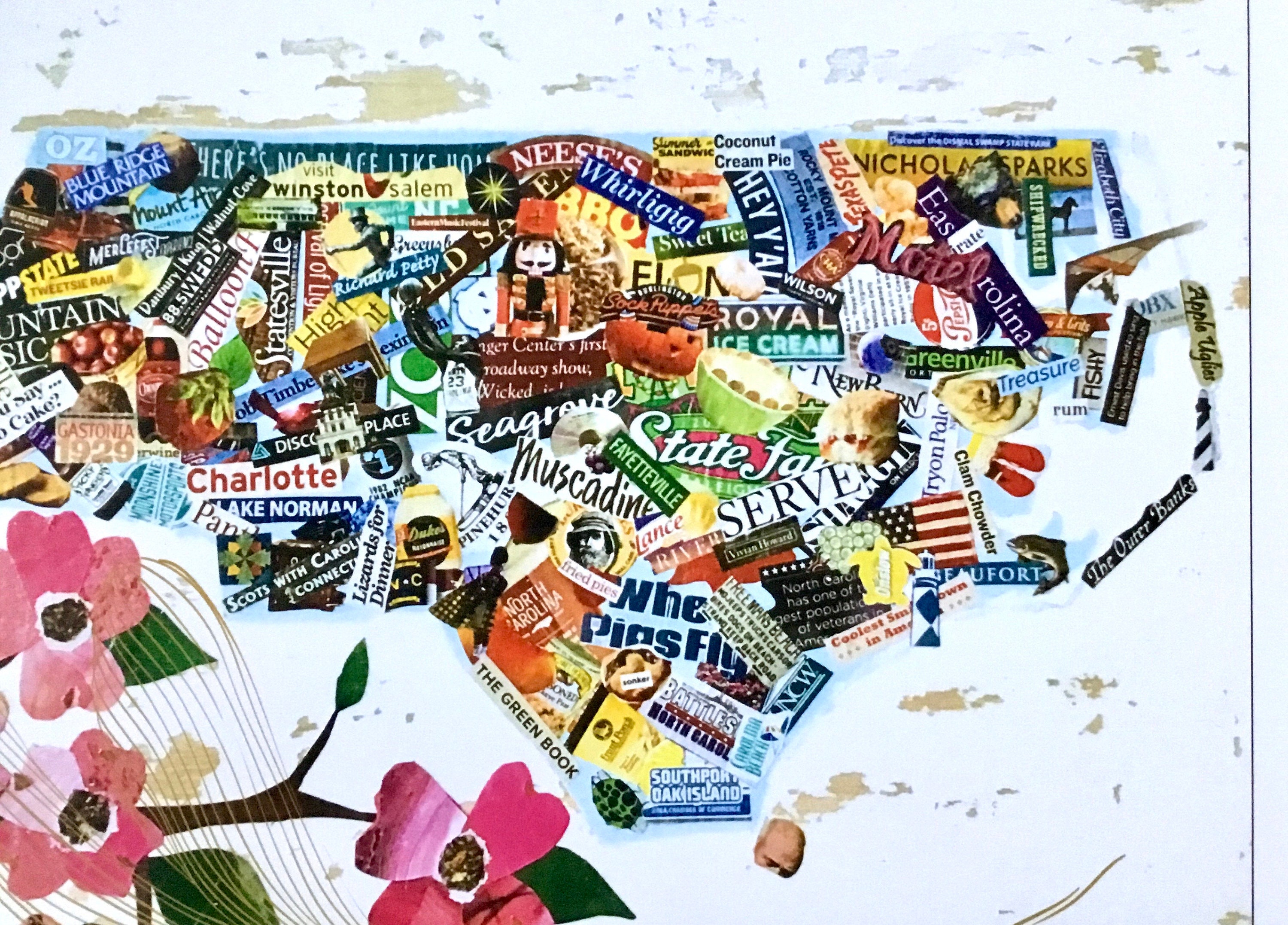 North Carolina Map Collage Unique NC Map NC Collage - Etsy