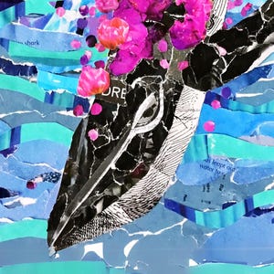 Whimsical Whale Collage, Ocean Lover Gift, Sea Life Collage, Ocean ...