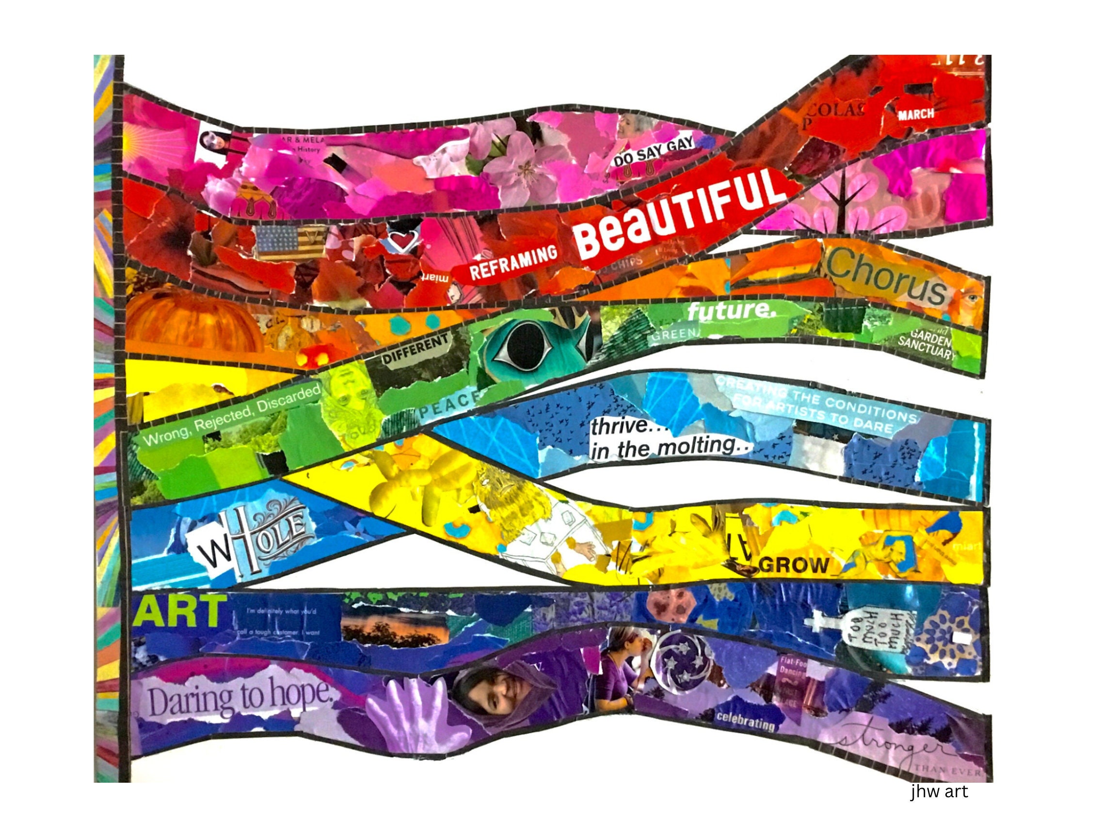 Pride Flag Collage, Pride Art, Colorful Wall Decor, Winston Salem Art ...