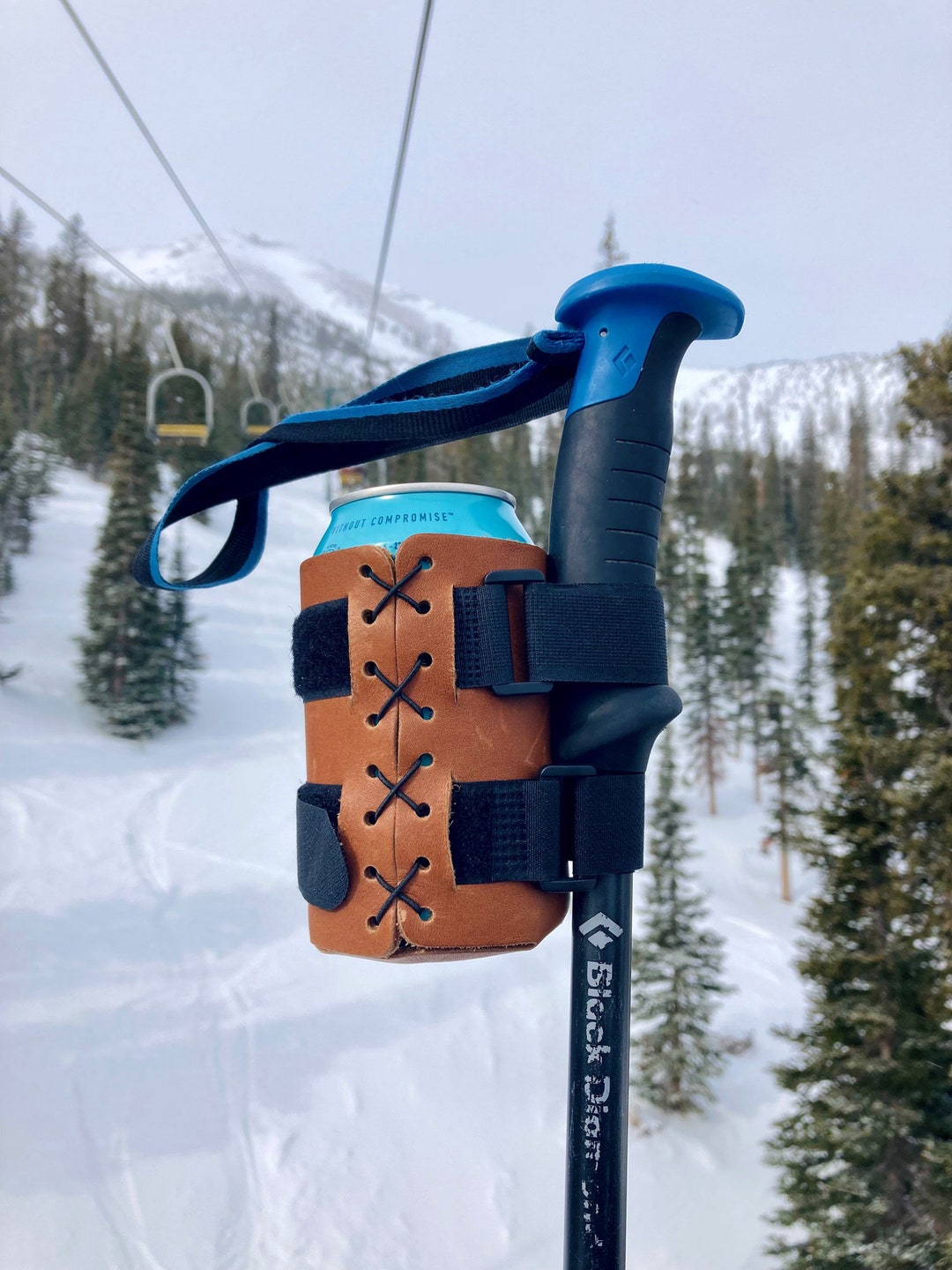 Premium Leather Ski Pole Beer Holder Beer Binding - Etsy