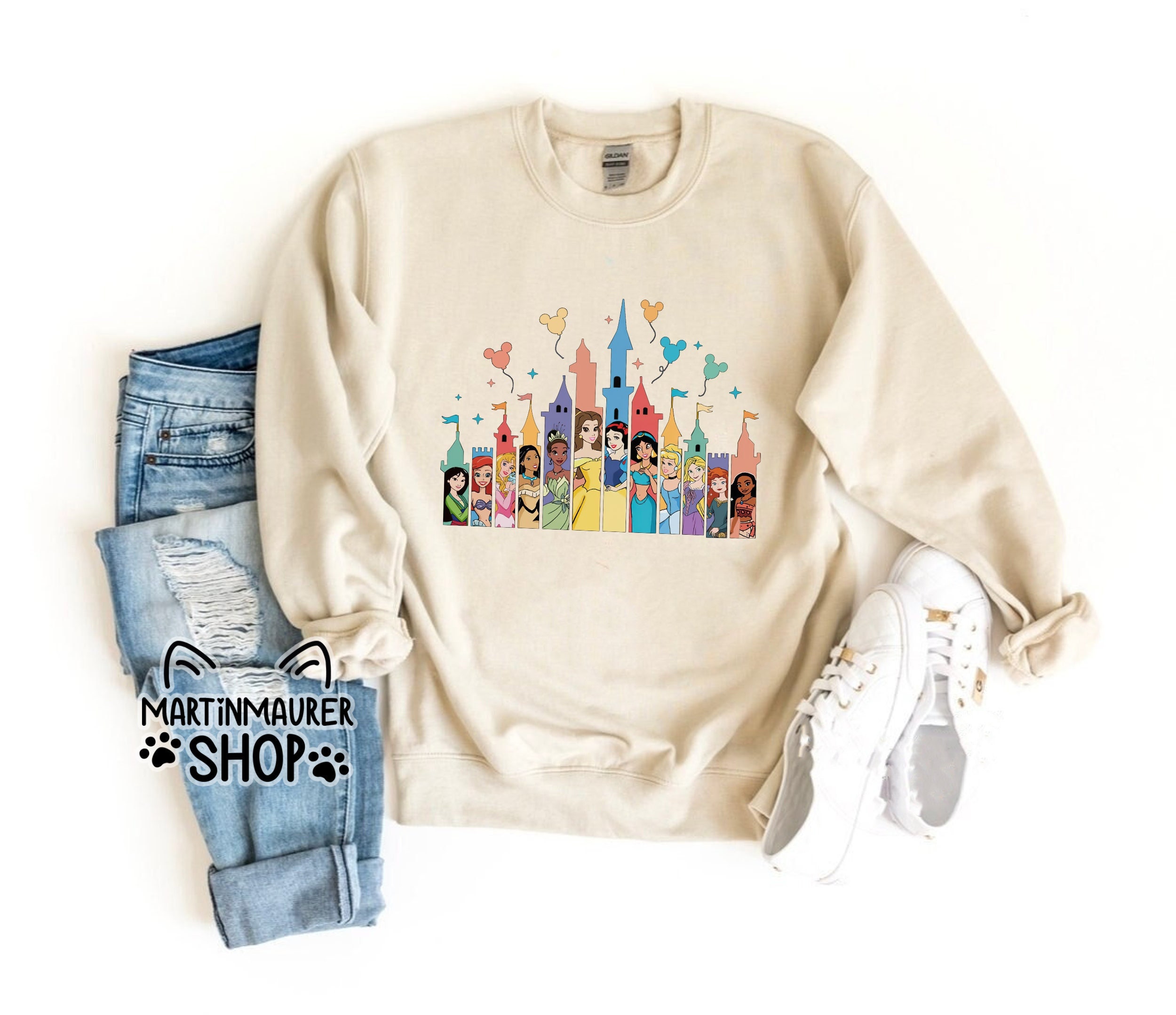 Disney Princess Sweatshirt, Disneyland Hoodie, Cinderella Belle Ariel, Princess Birthday Shirt ...