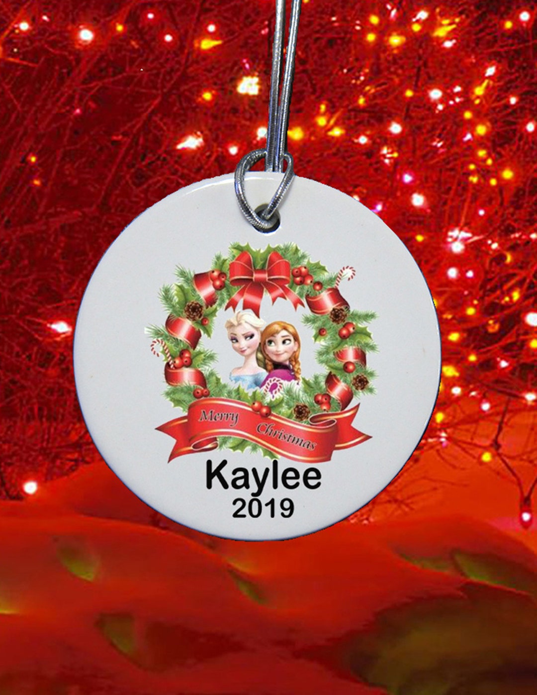 2021 Frozen Anna Elsa Ceramic Personalized Christmas Ornament With Name ...