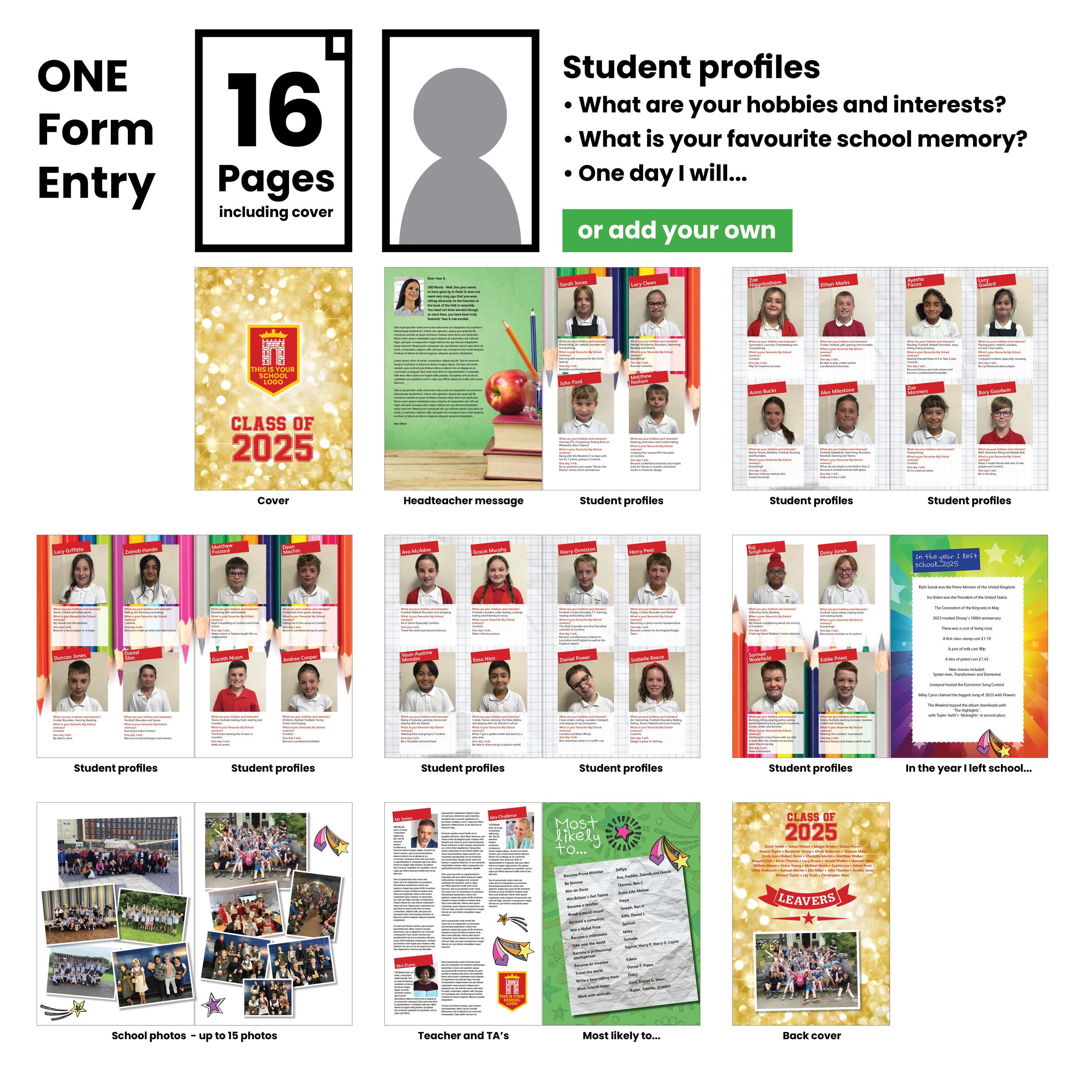 Primary School Yearbook, Class of 2025, Leavers Annual | A4, Colour ...