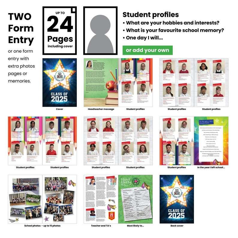 Primary School Yearbook, Leavers Book, Class of 2025, A4, Colour ...