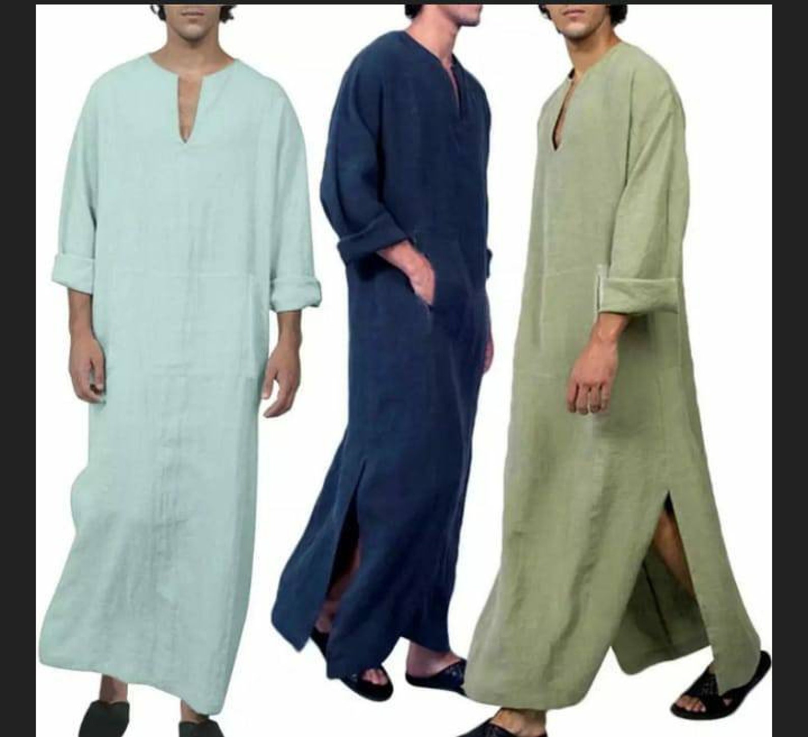 Men's Linen Kaftan SPA MAN Blue Cool Loose Fit Tunic for - Etsy