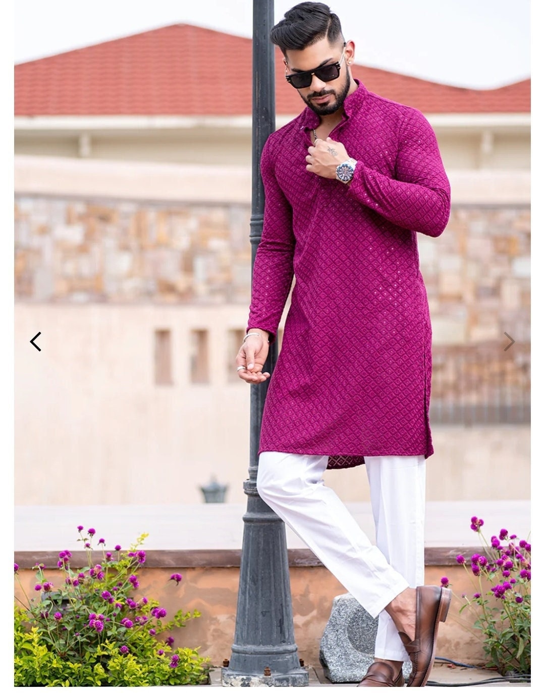 Men's Pink Color Sequence Work Kurta Mens Kurta for Man Outfit Man ...