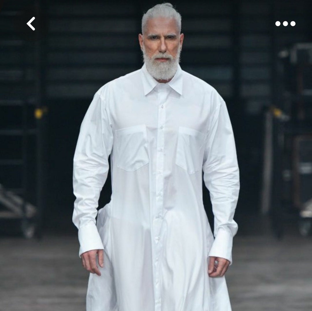 Handmade White Long Kaftan Pure Cotton Blend & Tunic Top Men Trendy ...