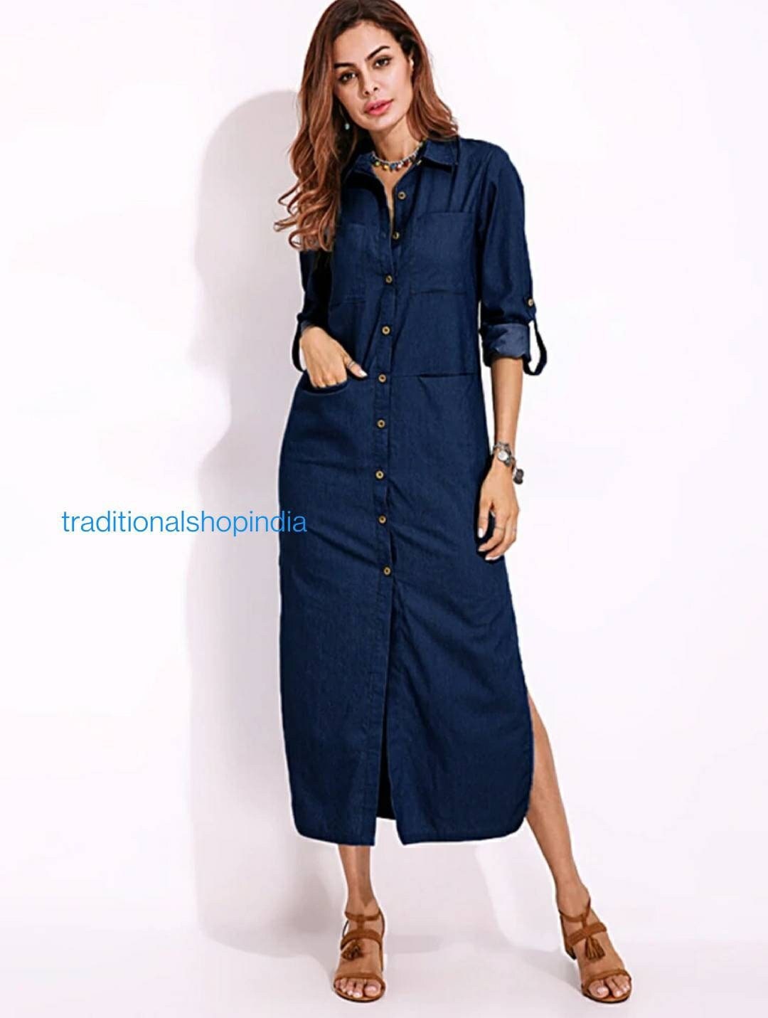 Denim Women's Dress / Girls Denim Dress, Long Dress, Long Kaftan, Women ...