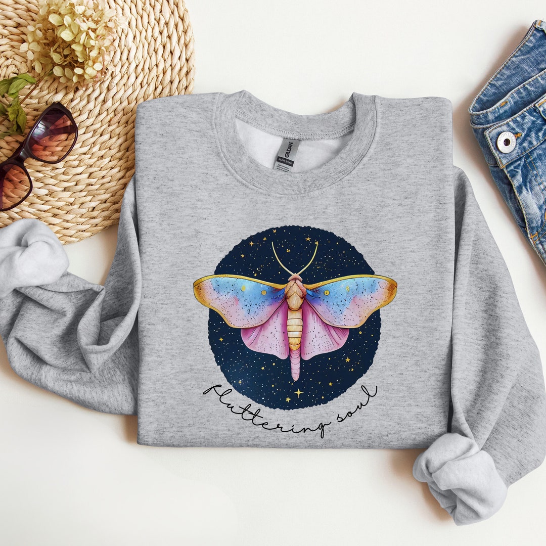 Moth Sweatshirt, Luna Moth, Moth Hoodie, Moon Sweatshirt, Moth Wings ...