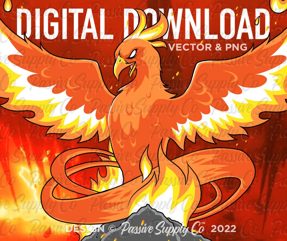 Original Fire Phoenix Bird SVG Artwork - PREMIUM Immortal Greek ...