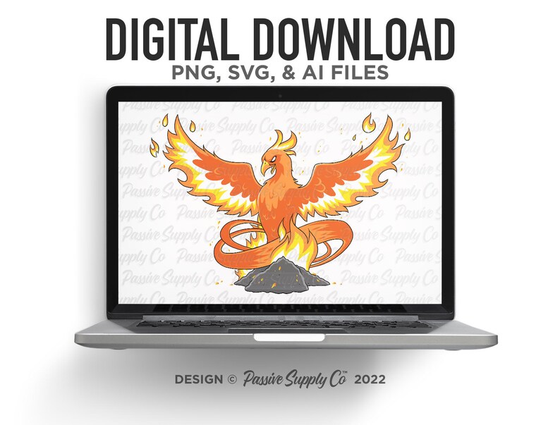 Original Fire Phoenix Bird SVG Artwork - PREMIUM Immortal Greek ...