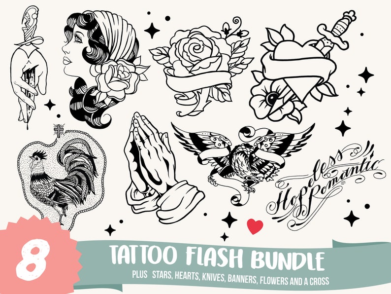 Original Tattoo SVG Artwork - PREMIUM Tattoo Flash Sailor and Hardy Png ...