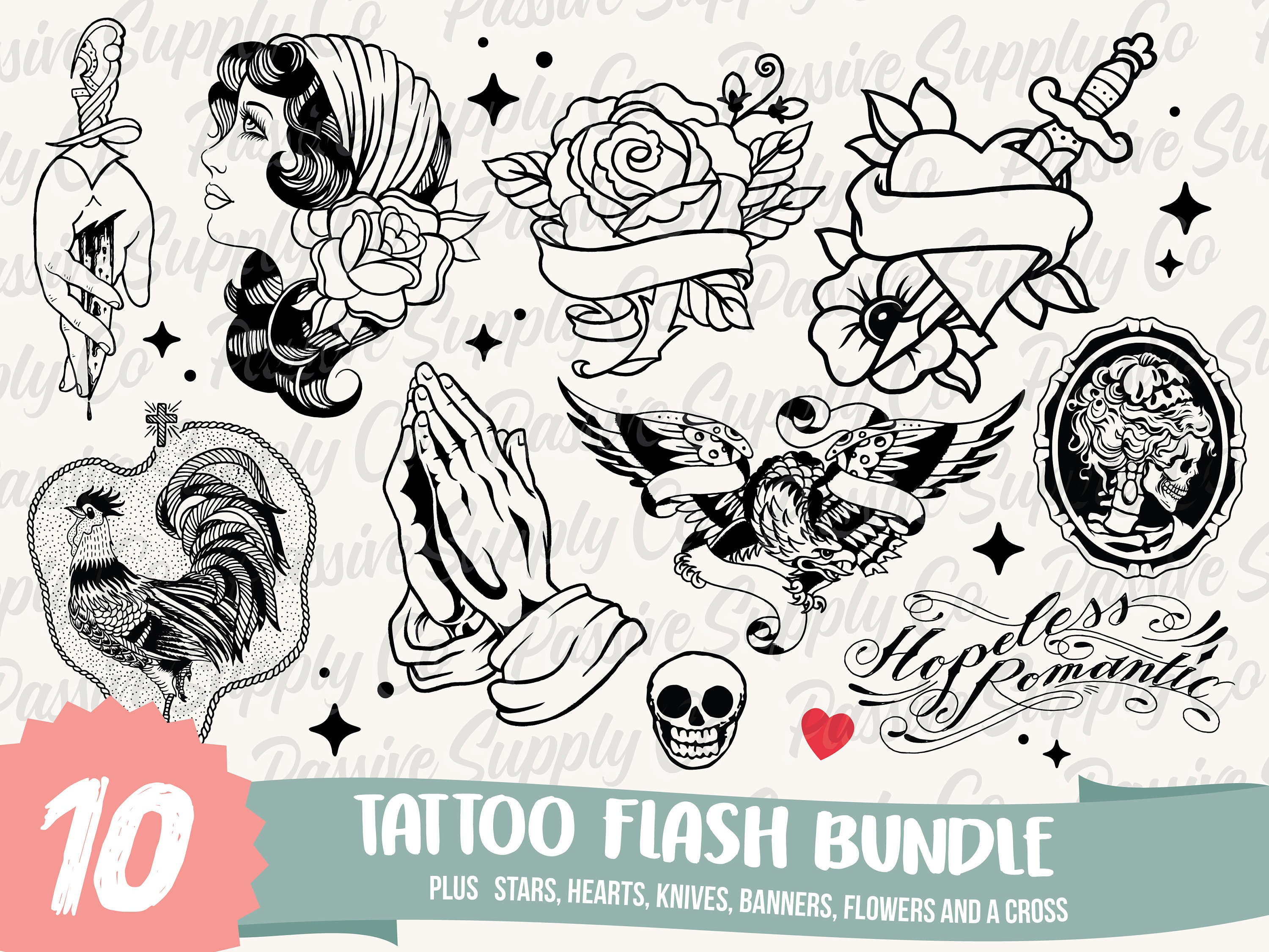 Gypsy Skull Tattoo Flash